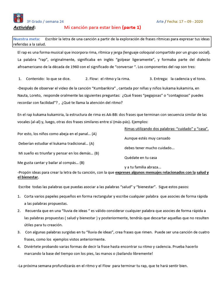 3º Grado Cancion | PDF | Golpecitos | Canciones