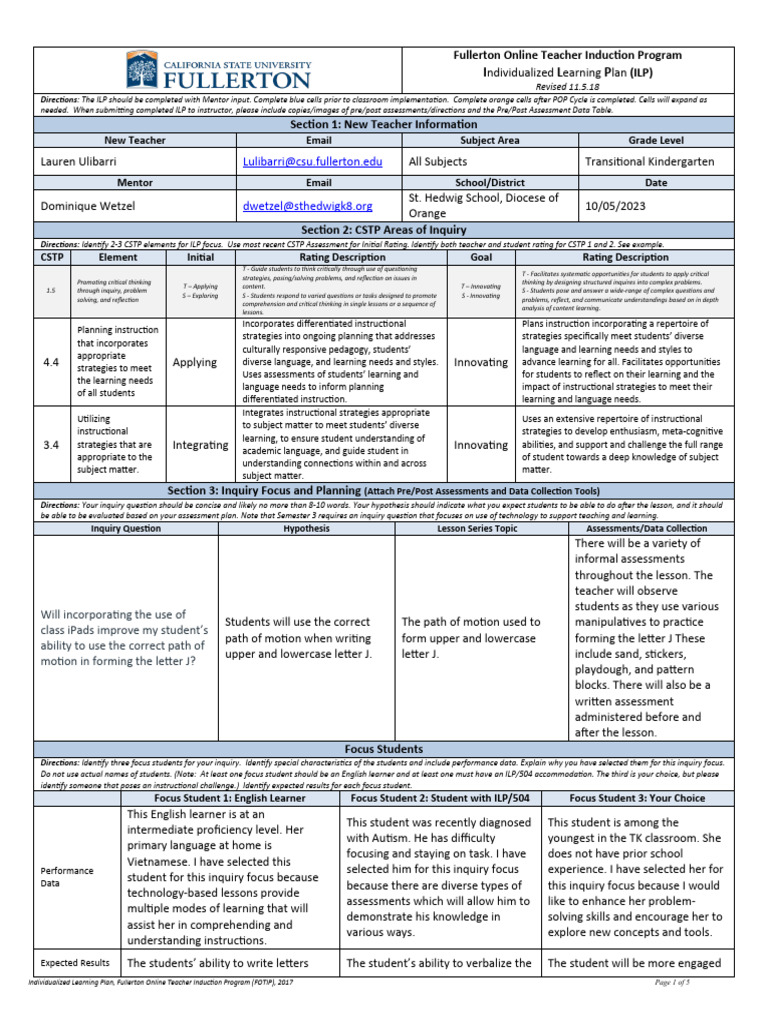 Ilp Form 11 | Download Free PDF | Differentiated Instruction | Teachers