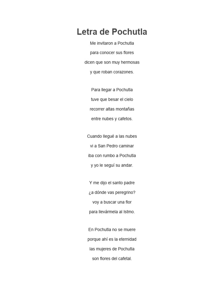 Letra de la Canción "Pochutla" | PDF | Arte | Religión y espiritualidad