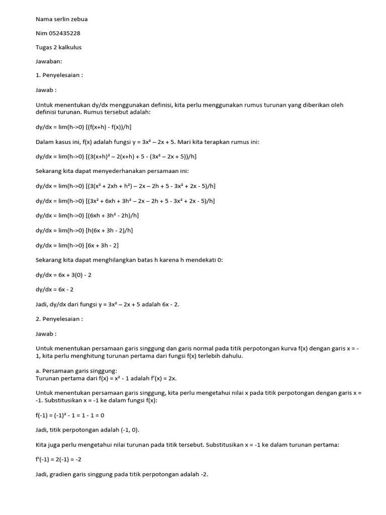 Tugas 2 Kalkulus | PDF