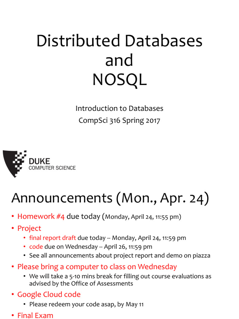 26-distributed-dbms-nosql | PDF | No Sql | Databases 26-distributed-dbms-nosql | PDF | No Sql | Databases