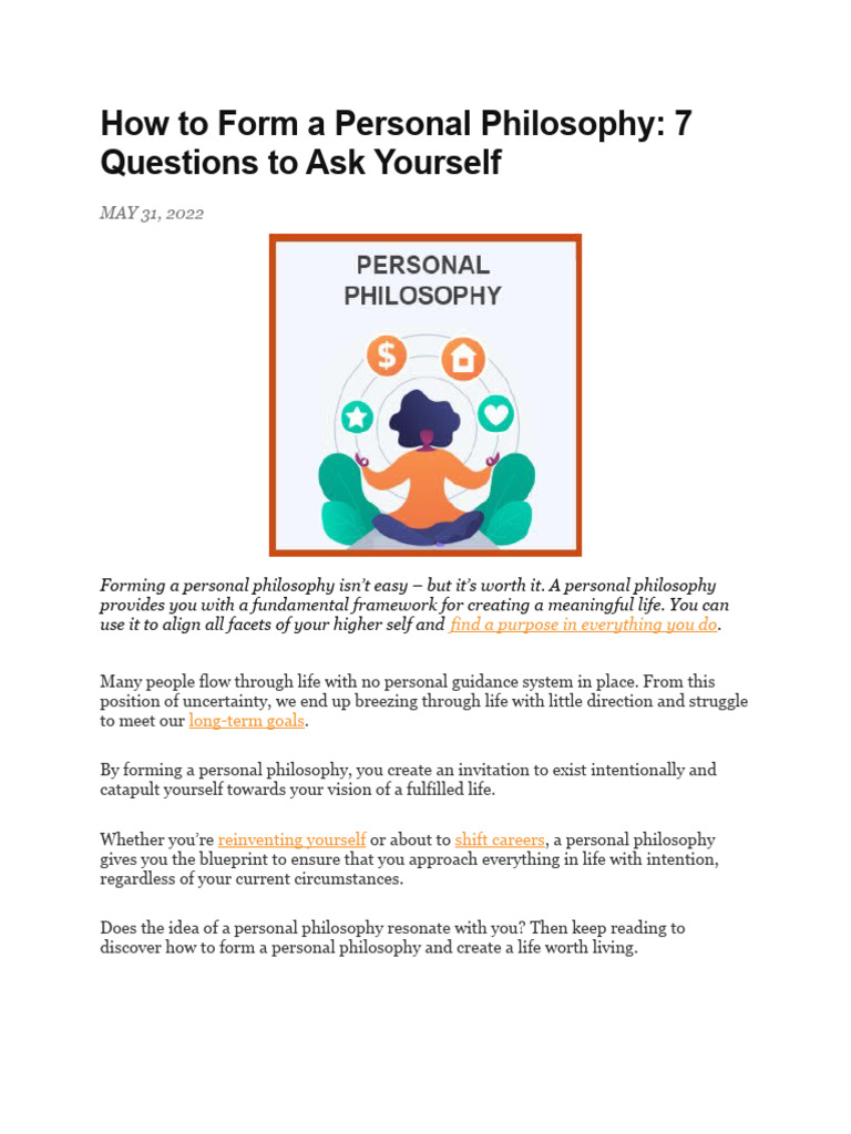 How To Form A Personal Philosophy | PDF | Meaning Of Life | Thought
