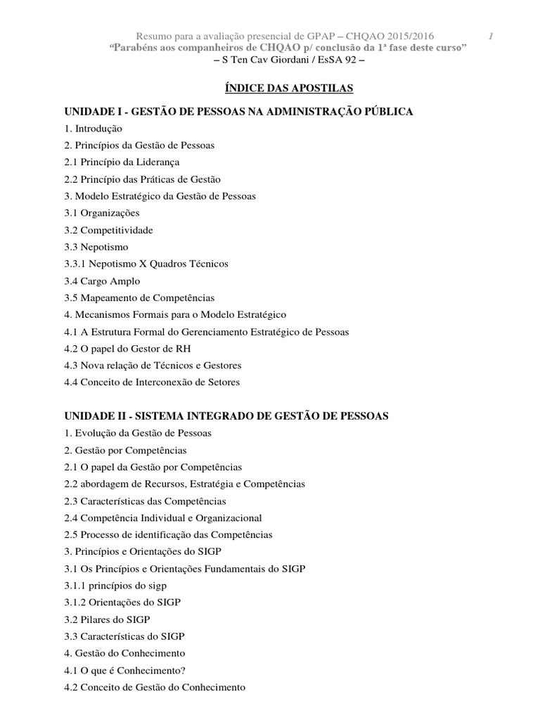 Resumão | Download grátis PDF | Gestão de recursos humanos | Competência (Recursos Humanos)