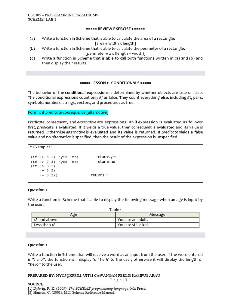 Scheme Lab2 Studs | PDF | Scheme (Programming Language) | Function ... Scheme Lab2 Studs | PDF | Scheme (Programming Language) | Function ...