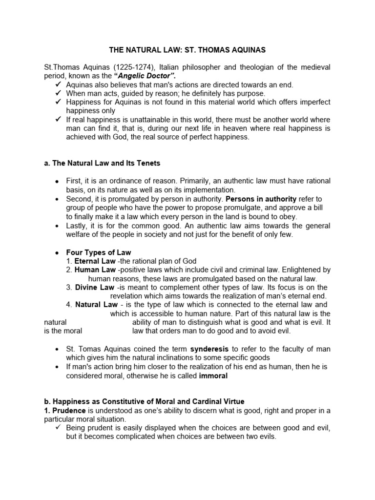 The Natural Law | PDF | Natural Law | Thomas Aquinas
