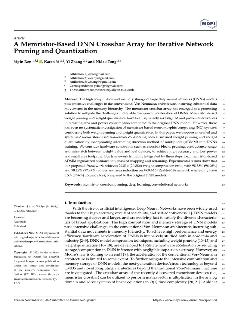 A Memristor Based DNN Crossbar Array For Iterative Network Pruning and ... A Memristor Based DNN Crossbar Array For Iterative Network Pruning and ...