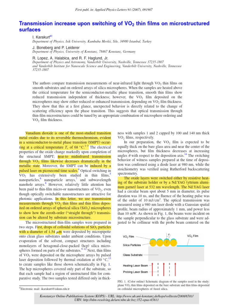 Transmission Increase Upon Switching of VO2 Thin Films On ...