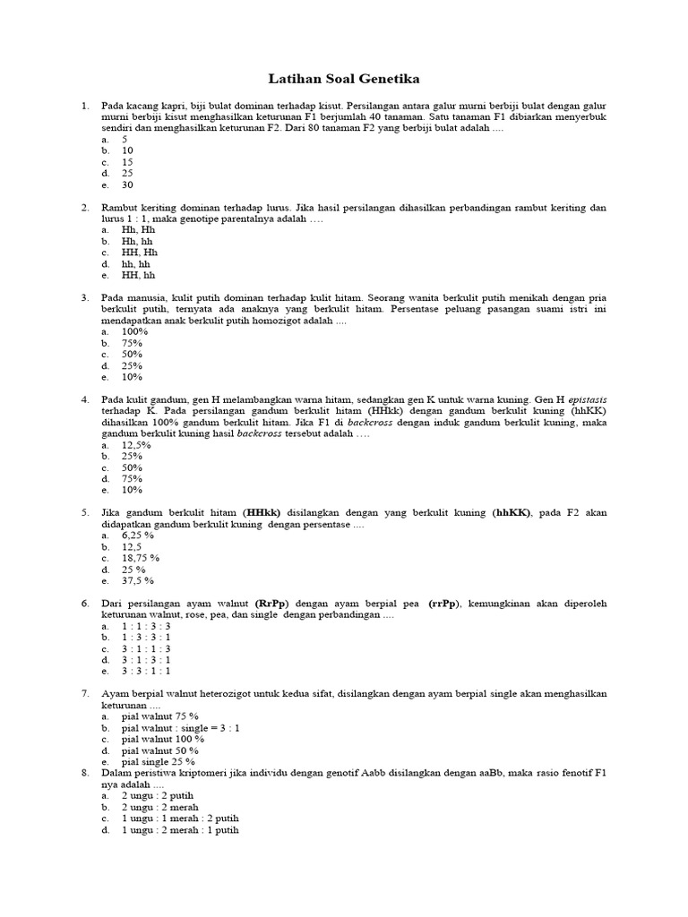 Latihan Soal Genetika | PDF