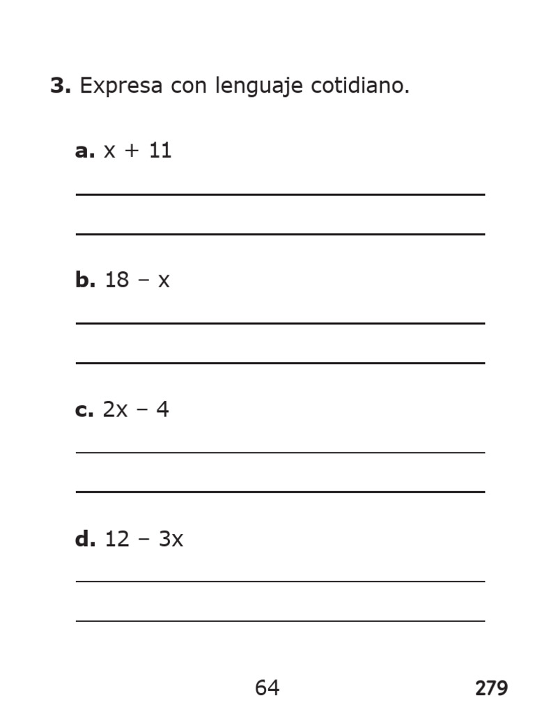 Ejercicios Lenguaje Algebráico 6to Básico | PDF