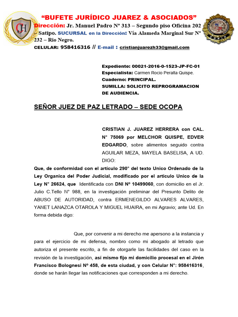 Escrito de Abuso de Autoridad | PDF | Justicia | Crimen y violencia