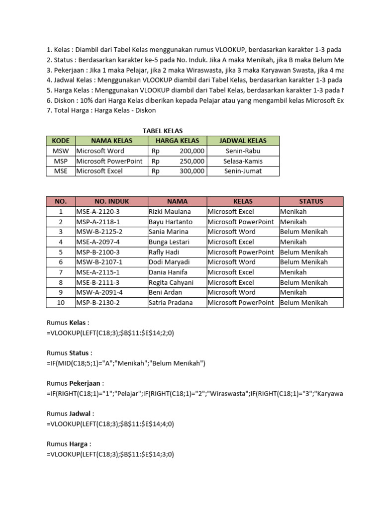 Unjuk Keterampilan - Formula Ms - Excel | PDF Unjuk Keterampilan - Formula Ms - Excel | PDF