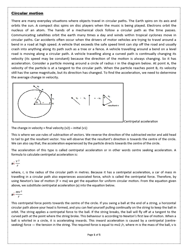Circular Motion | PDF | Acceleration | Force