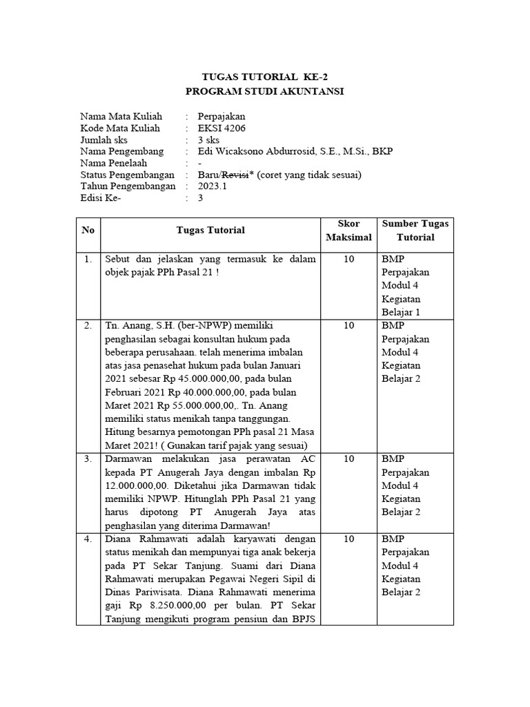 Tugas Tutorial 2 Perpajakan | PDF | Bisnis | Komputer