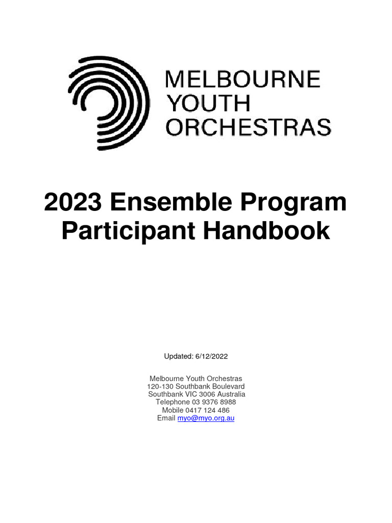 2023 Participant Handbook | Download Free PDF | Audition | Orchestras