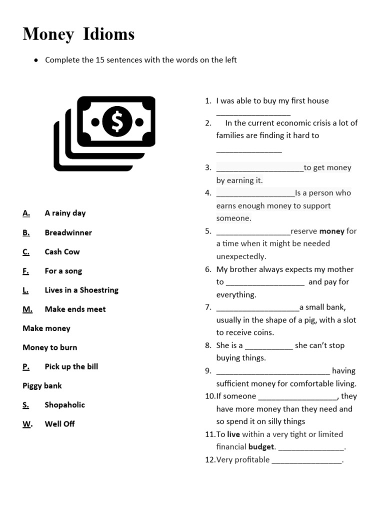 Money Idioms | PDF | Money | Trade