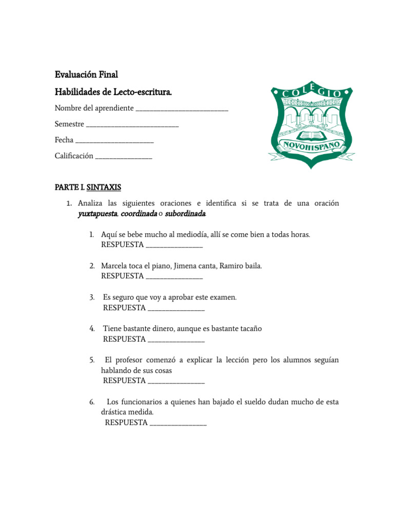 Examen Lectoescritura | PDF | Mente | Percepción