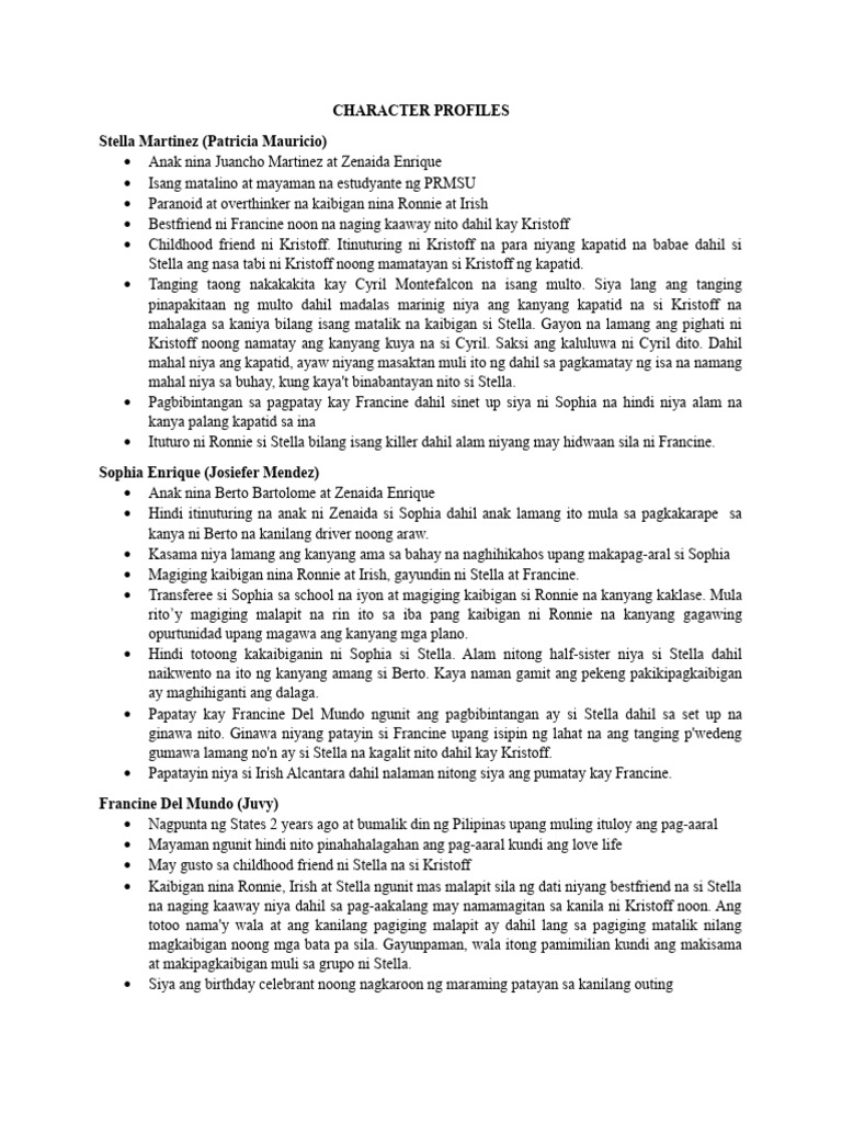 Characters Plot Script | PDF