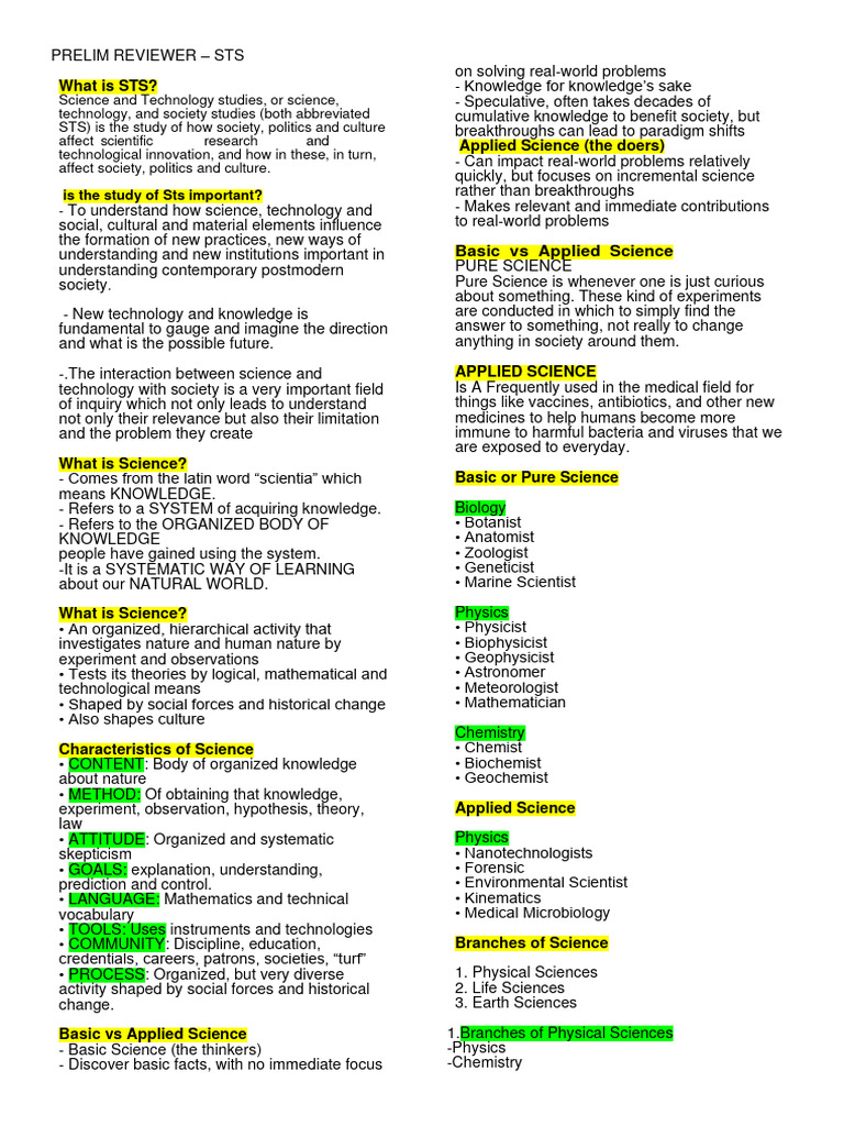 Prelim Reviewer-Sts | PDF | Science | Psychoanalysis