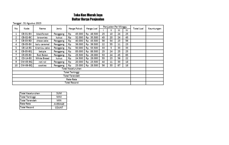 Jobsheet Excel 3 Rumus Dasar Excel | PDF