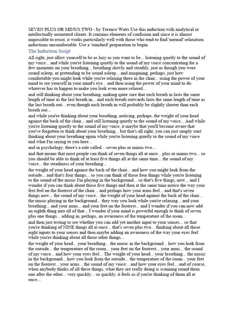 7 Plus Minus 2 Induction | PDF