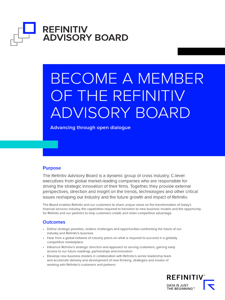 Refinitiv Advisory Board Fact Sheet | PDF | Business Model | Innovation