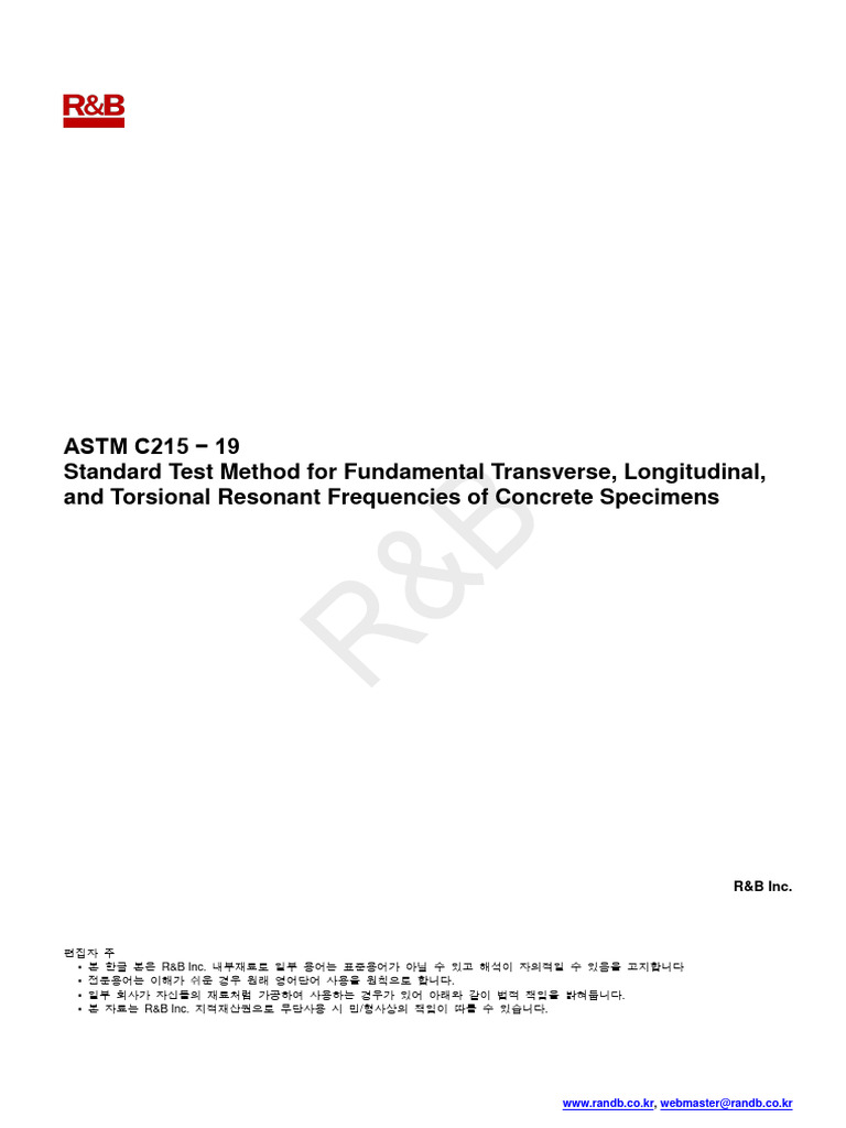 ASTM C215 Fundamental Transverse Longitudinal and Torsional Resonant Frequencies of Concrete ...