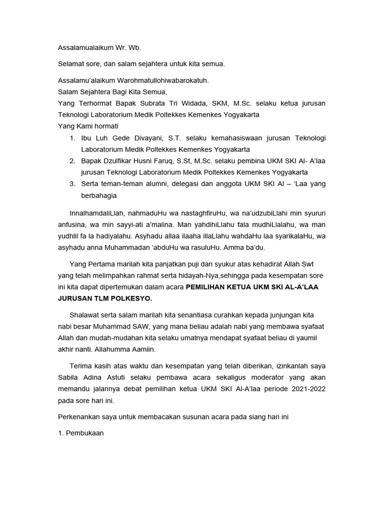 Teks MC Dan Moderator PEMIRA | PDF