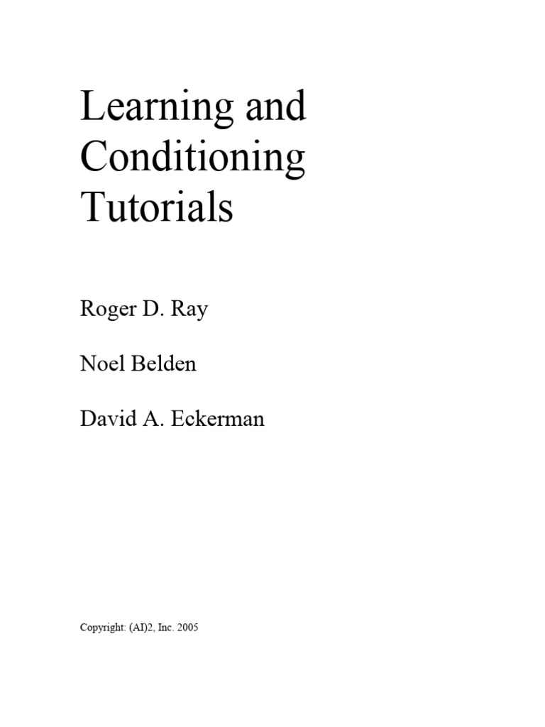 Ray Belden Eckerman Learning and Conditioning Tutorials | PDF | Classical Conditioning | Learning