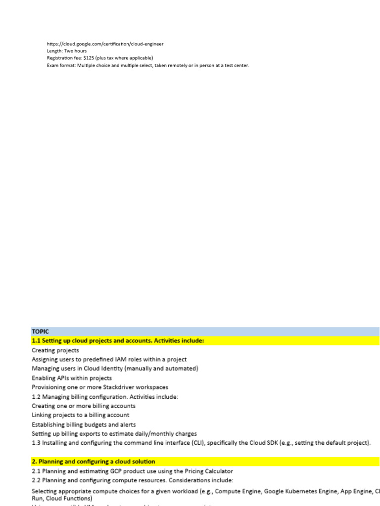 Associate Cloud Engineer Exam Syllabus | PDF | Cloud Computing | Load Balancing (Computing)