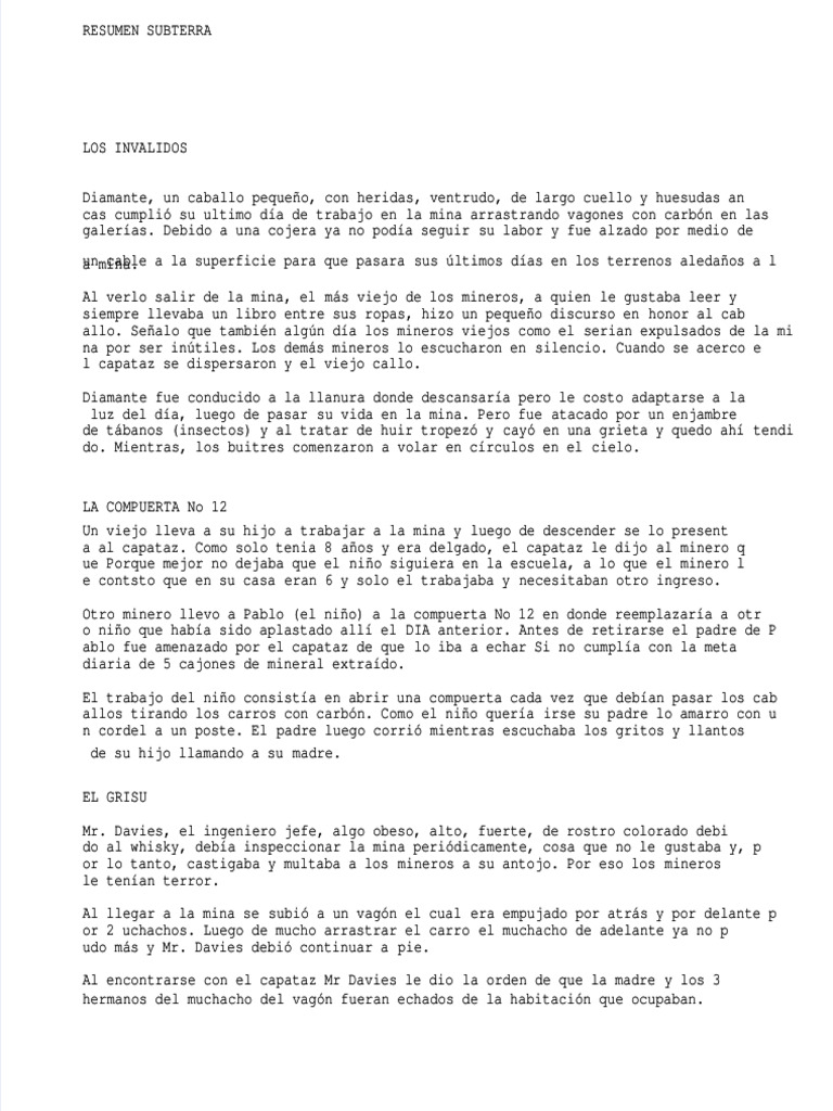 PDF Resumen Por Capitulo Libro Subterra - Compress | PDF | Minería
