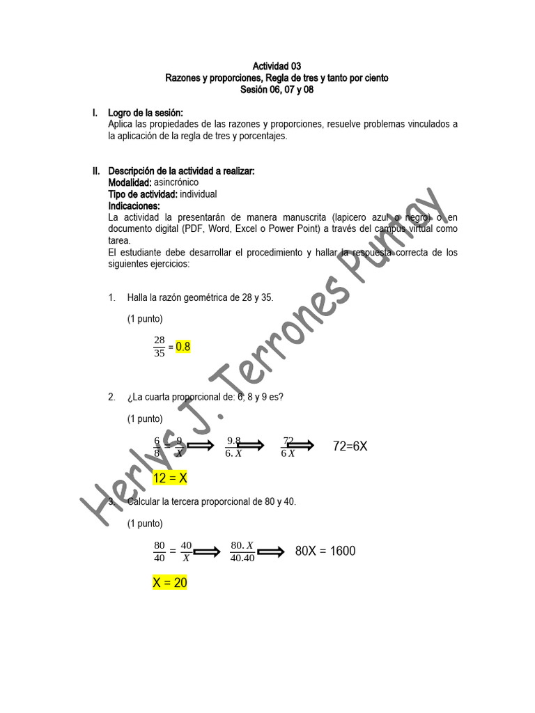 Actividad - 03 Matematicas | PDF | Matemática Elemental | Matemáticas