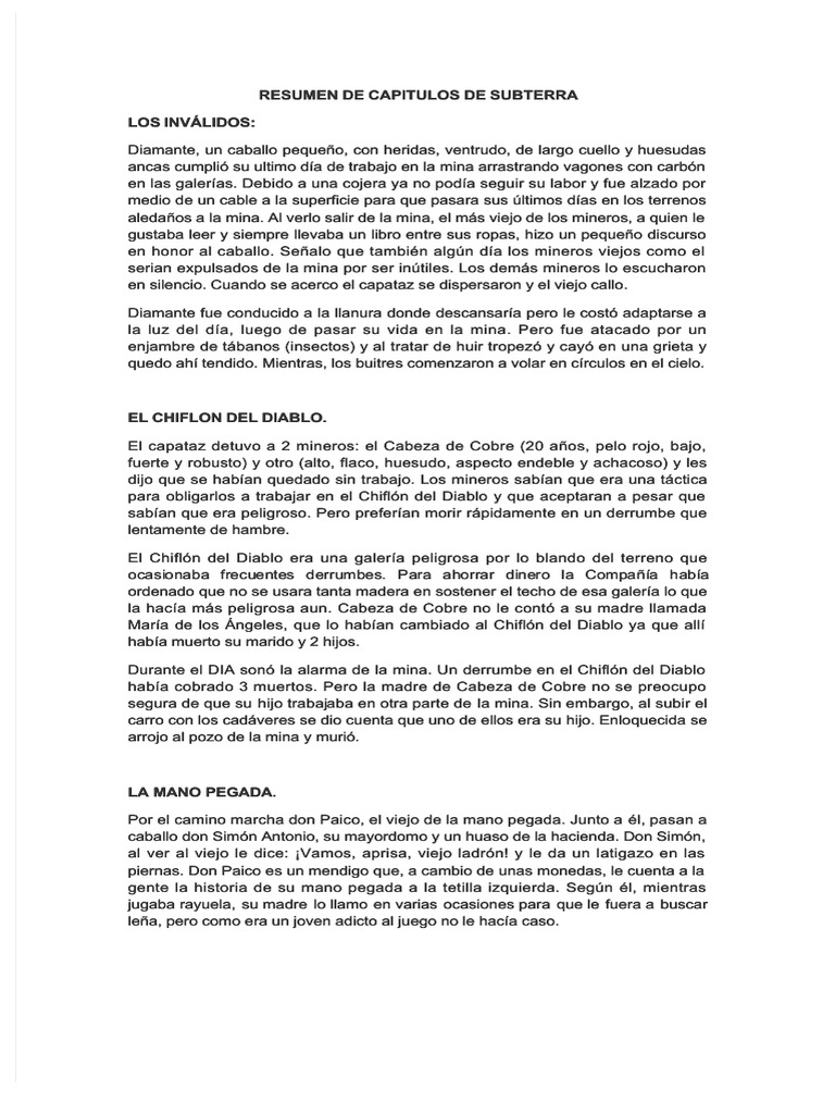 PDF Resumen de Todos Los Capitulos de Subterra - Compress | PDF