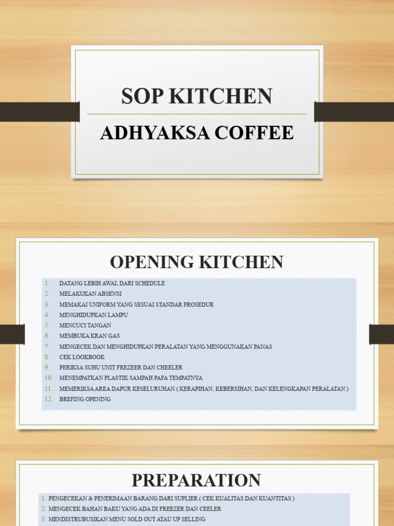 SOP Dapur Adhyaksa Coffee | PDF