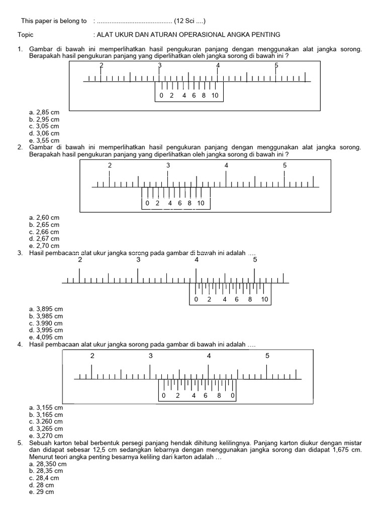 ALAT UKUR DAN ATURAN ANGKA PENTING Worksheet | PDF | Teknologi & Rekayasa