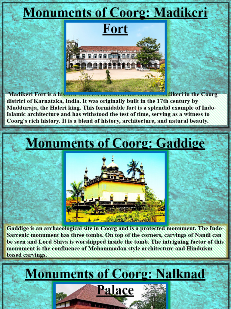Historic Monuments of Coorg | PDF