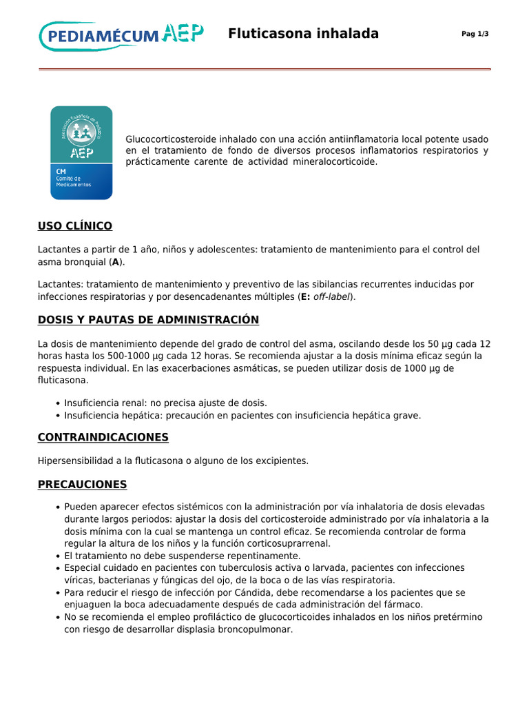 Fluticasona Inhalada | PDF | Asma | Medicina CLINICA