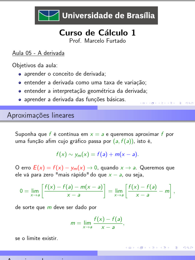 Cálculo 1 - Aula 5 | PDF | Derivado | Cálculo