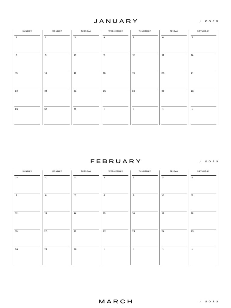 2023 Monthly Calendar Overview | PDF