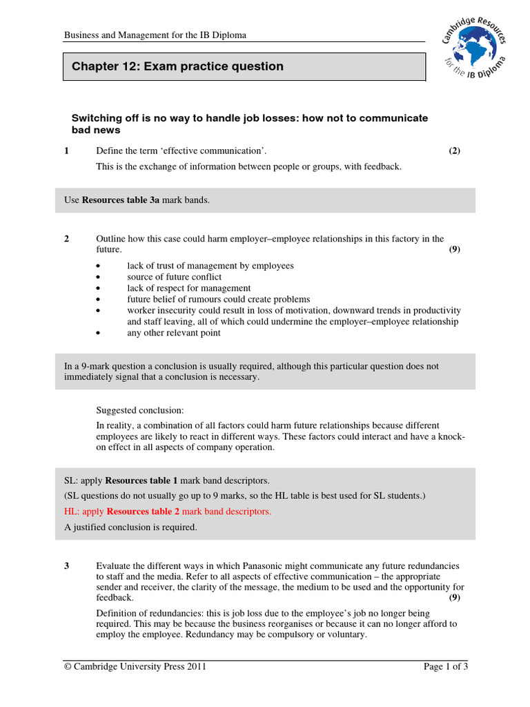 IB BusMan 12 Resources EPQ12 | PDF | Communication | Employment