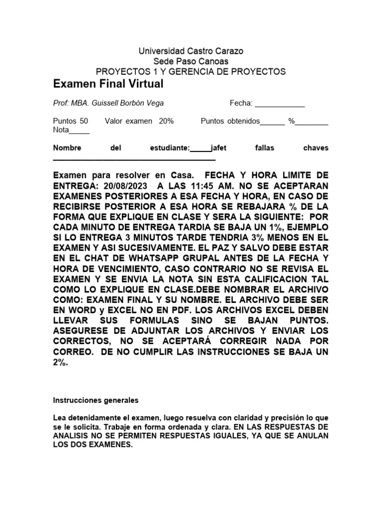 Examen Final-Jafet Fallas Word | PDF | Business | Marketing