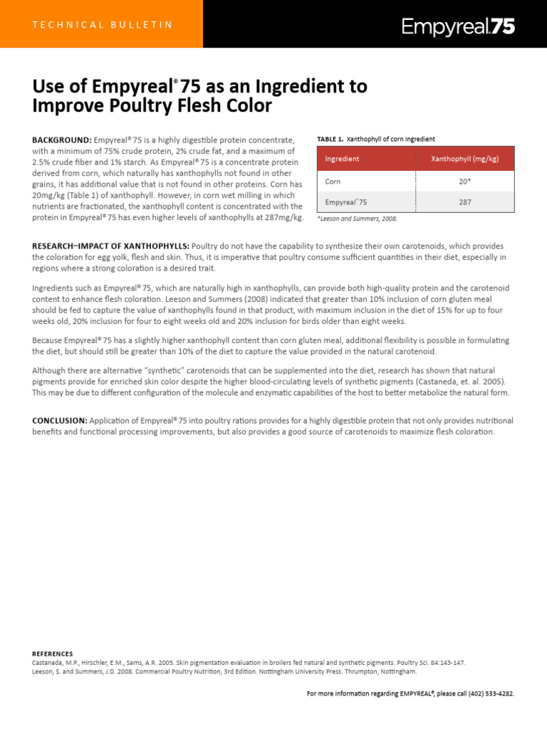Use of Empyreal 75 As An Ingredient To Improve Poultry Flesh Color ...