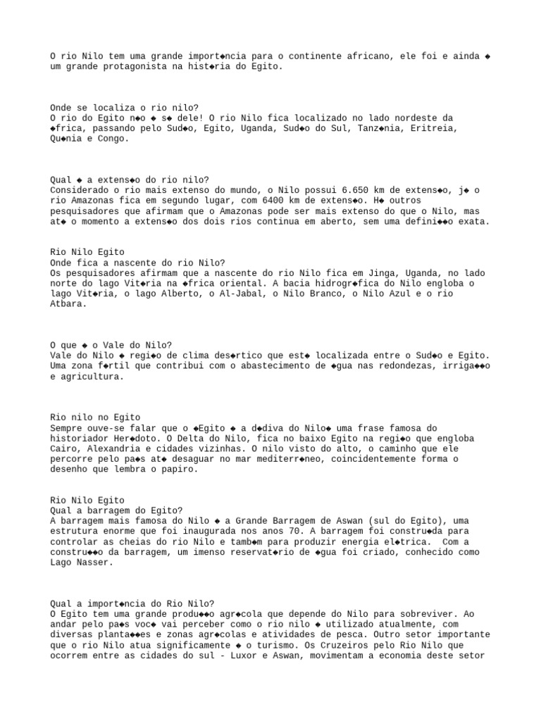 Curiosidades Do Rio Nilo | PDF | Nilo