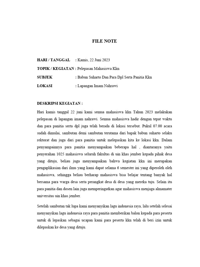 File Note KKN | PDF