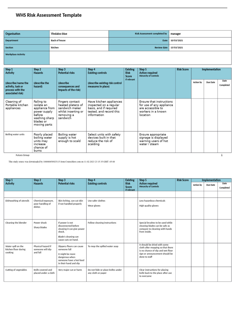 Risk Assessment Template 4 | Download Free PDF | Risk | Hazards