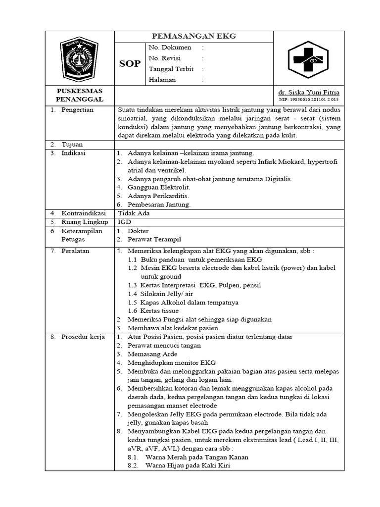 SOP Pemasangan EKG | PDF