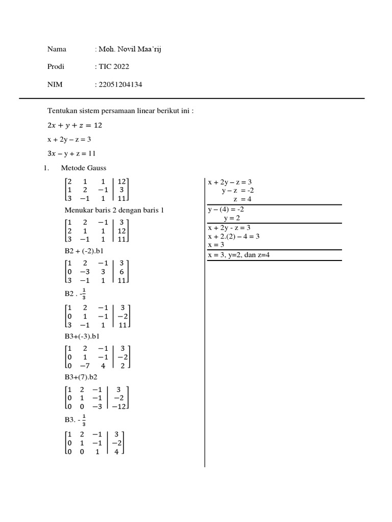 aljabar linear dan matriks | PDF