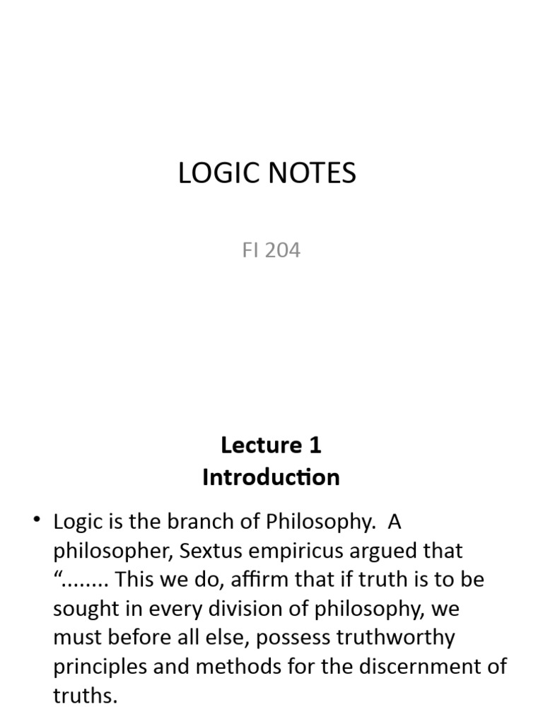 Logic Notes Powerpoint | PDF | Argument | Deductive Reasoning