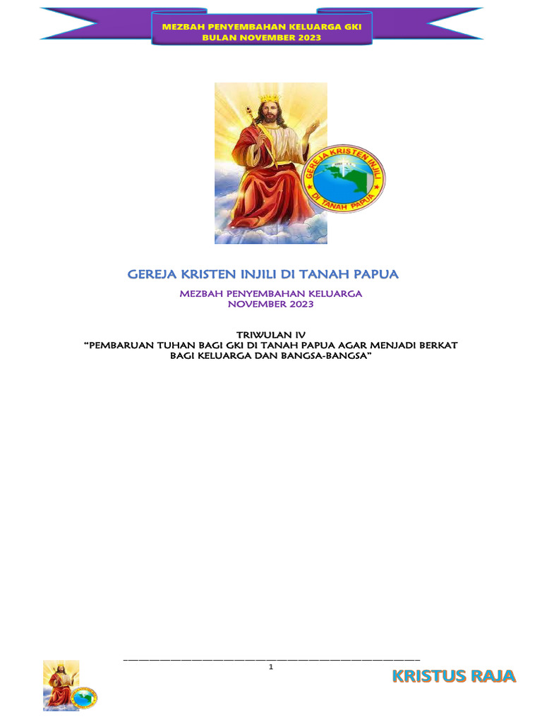 MEZBAH PENYEMBAHAN KELUARGA GKI DI TP NOVEMBER 2023 | PDF