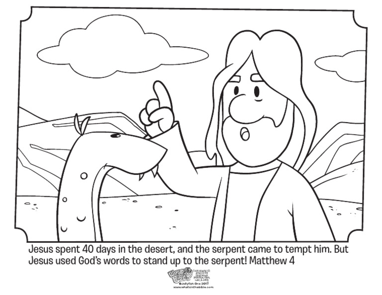 Jesus Tempted in The Wilderness Coloring Page | PDF