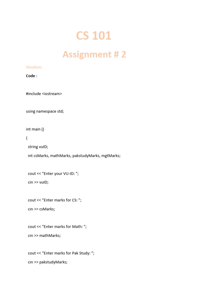 CS 101 Assignment 2 | PDF